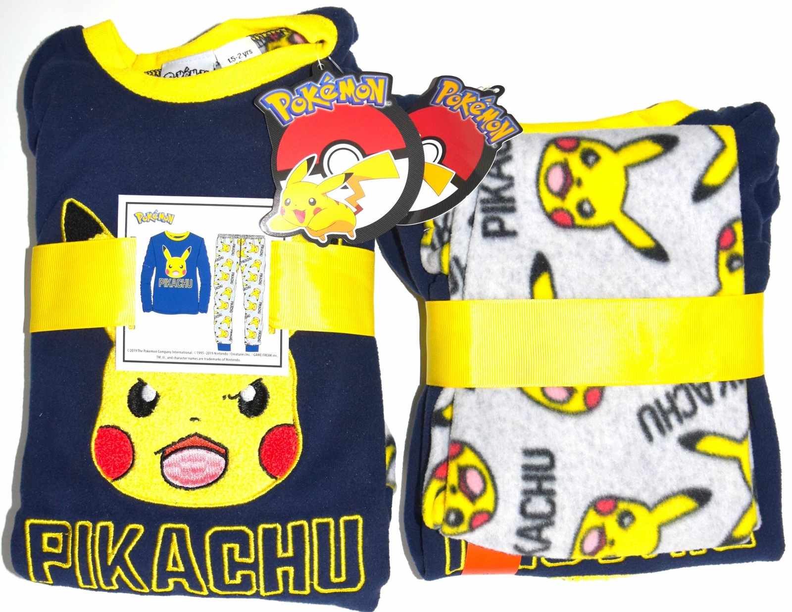Boys Pokemon PJs Primark Pyjamas Young Pikachu Fleece Kids Ages 18M to ...