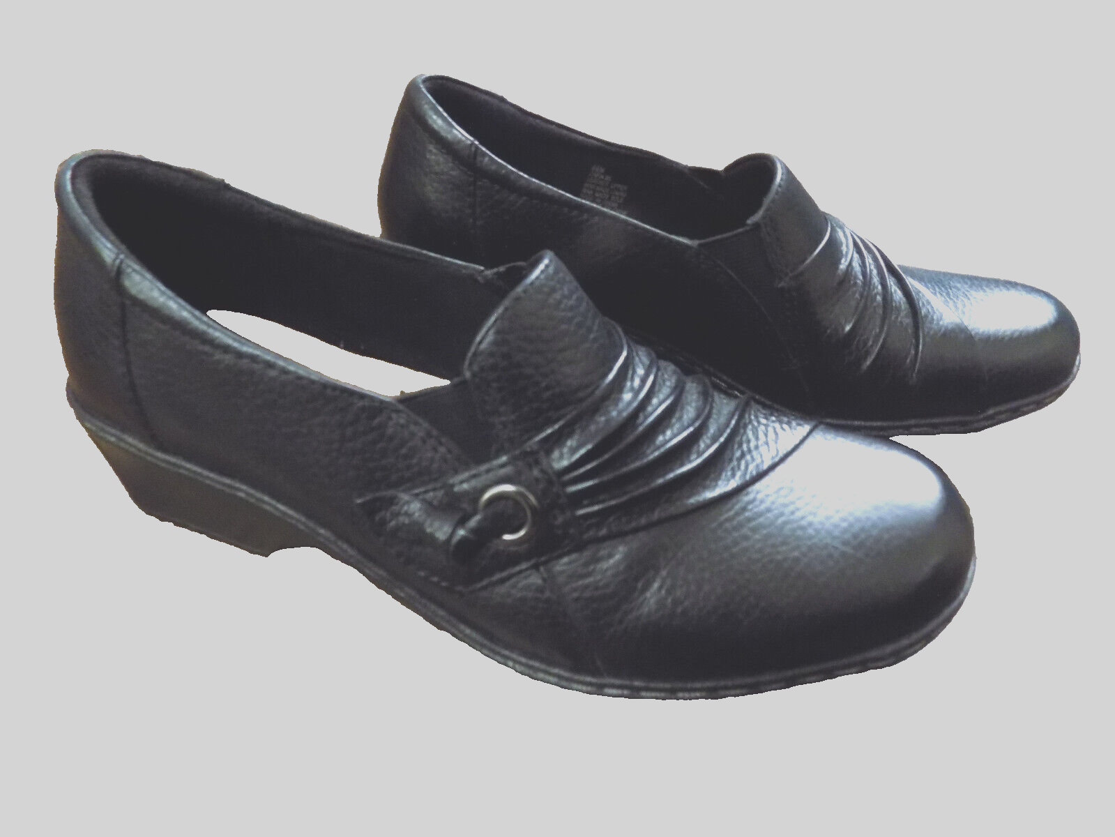 Cobb Hill New Balance Black Pleat Gathered Accents Wedge 2" heels ...