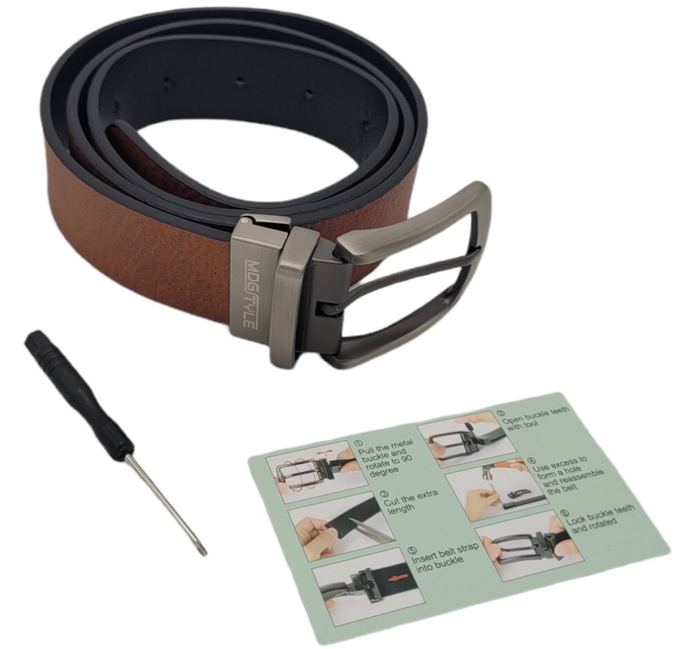 Double Sides Leather Reversible Belt for Men Black and Brown Dress Belt ...