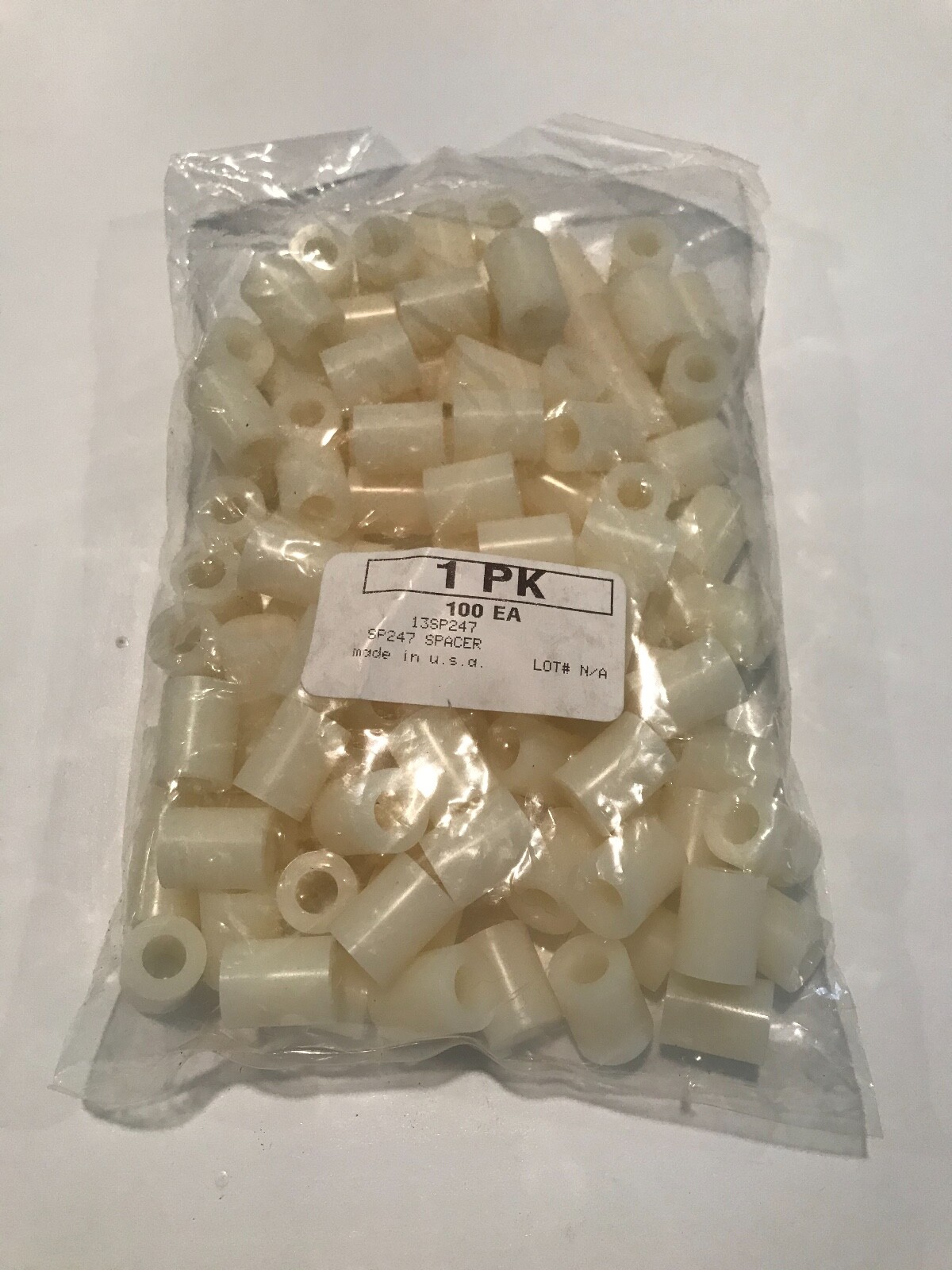 Off-White Nylon Unthreaded Spacer 1/2" OD, 5/8" Long, for 1/4" Screw ...