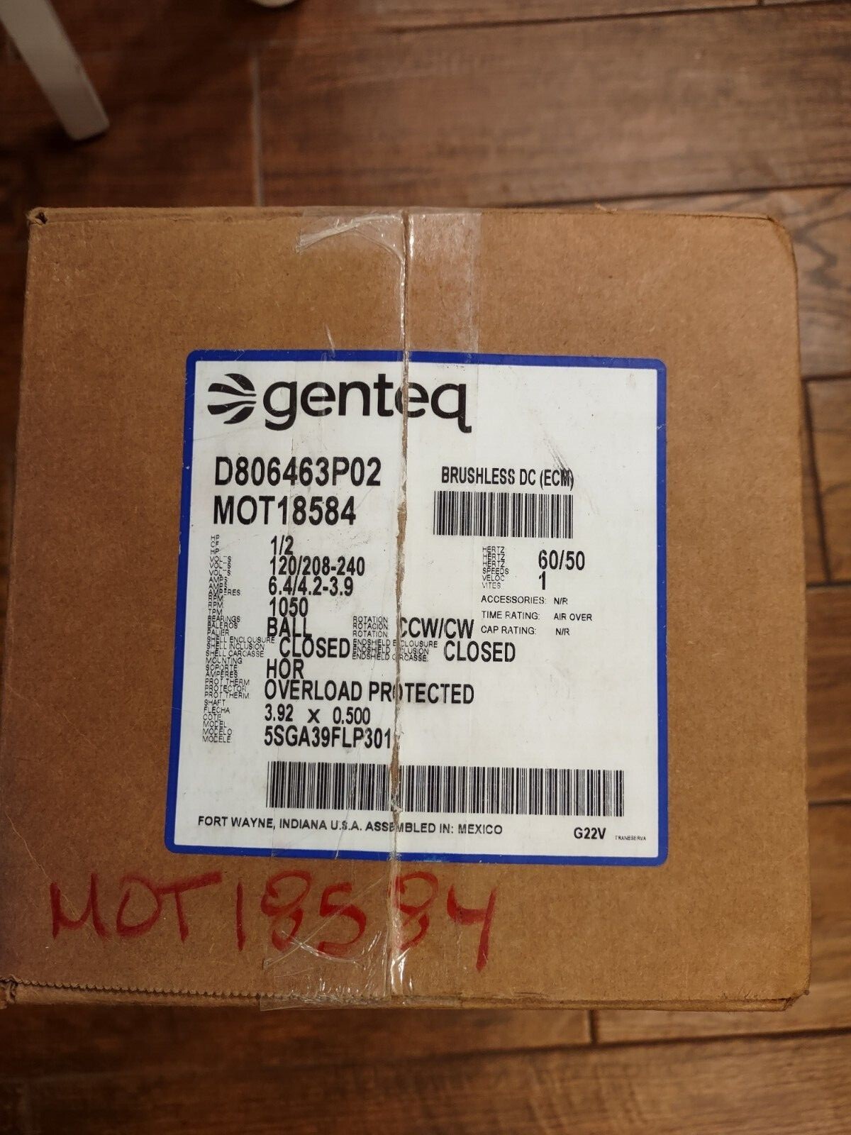 air conditioner blower motor Genteq D806463P02 ,MOT18584 1/2 HP | eBay