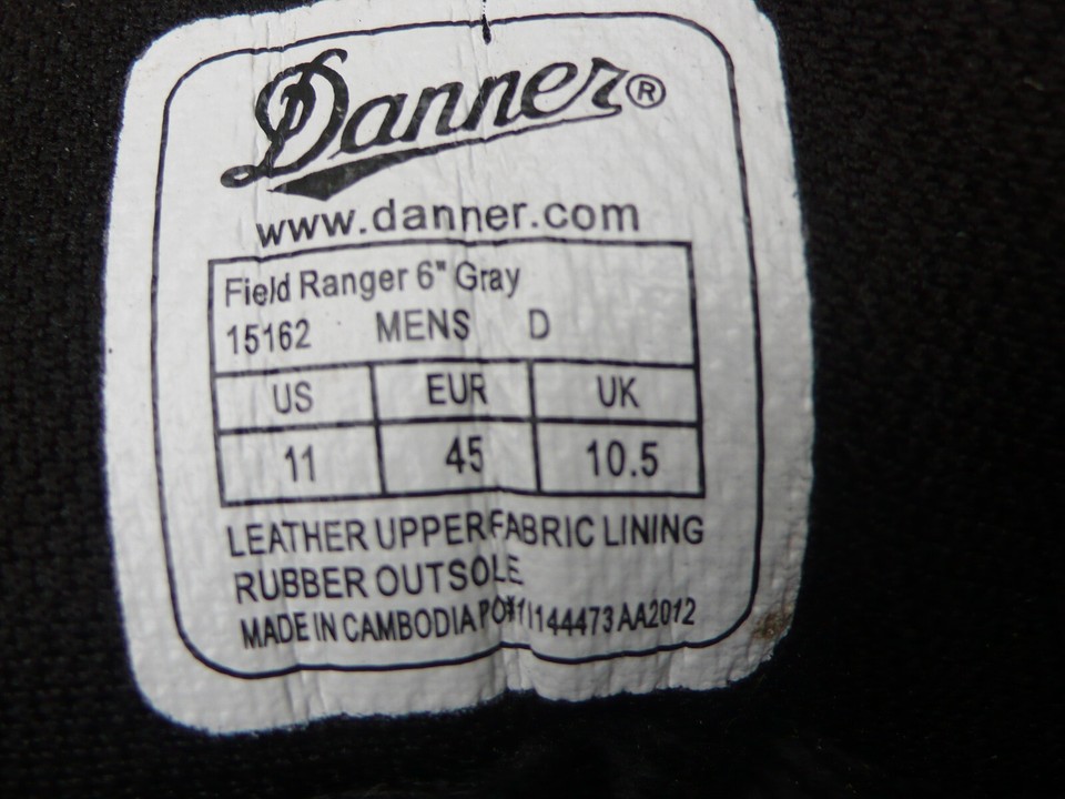 Danner Dry Boots Field Ranger Gray Size 11 D Upper leather Lt Wt. 7.5 ...