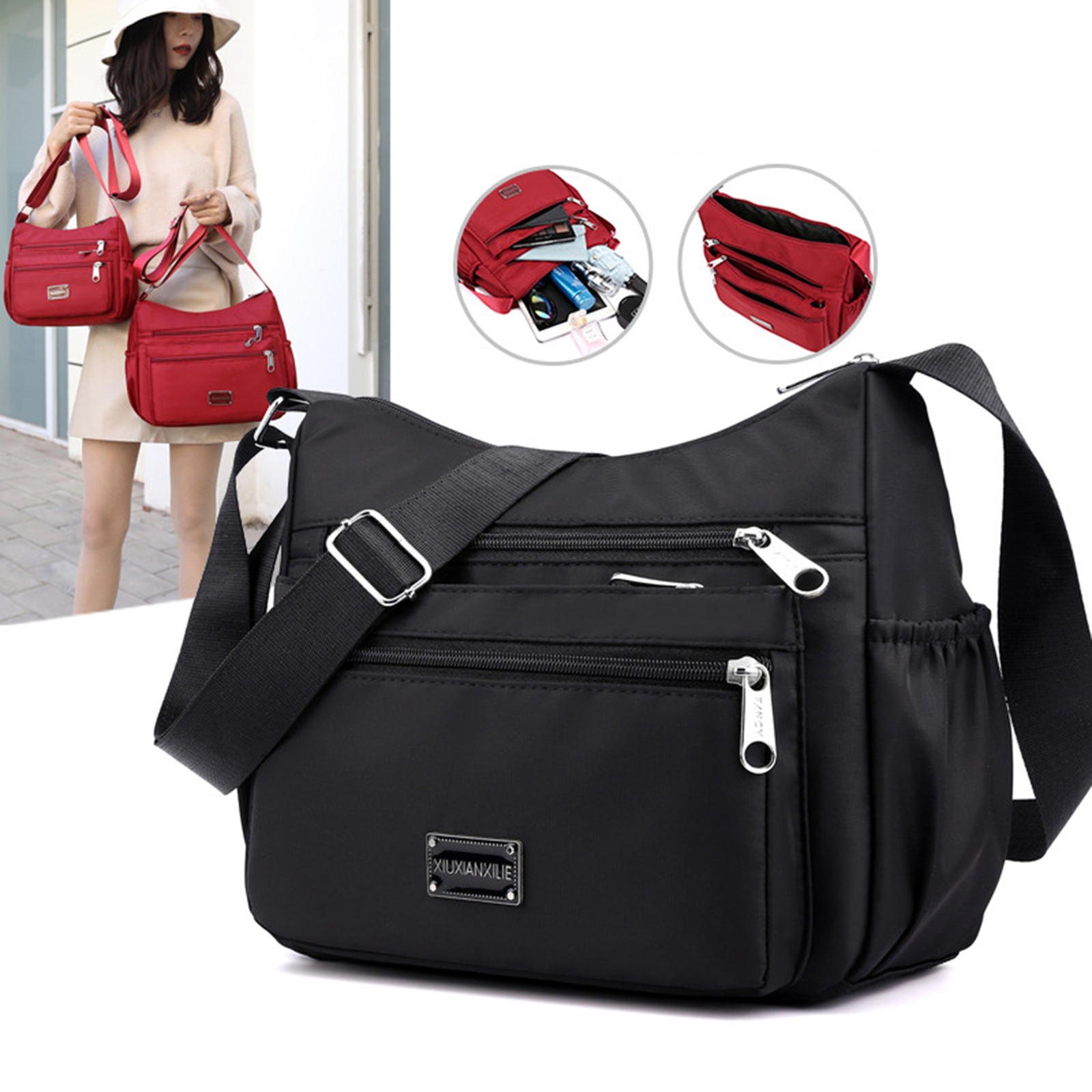 Waterproof Multi Pocket Shoulder Bag Handbag Messenger Bags Cross Body ...