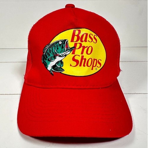 Bass Pro Shops Fishing Baseball Trucker Hat Red Mesh Cap Adjustable ...