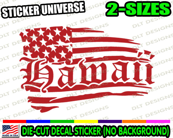 Hawaii Distressed Flag State Car Window Decal Bumper Sticker USA ...