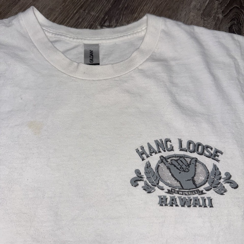 Hang Loose Hawaii Shirt Mens XL White Gildan Graphic Tee Shaka Hand No ...