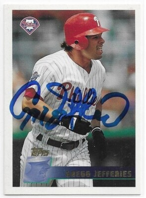 GREGG JEFFERIES Autographed Signed 1996 Topps card #180 Philadelphia ...