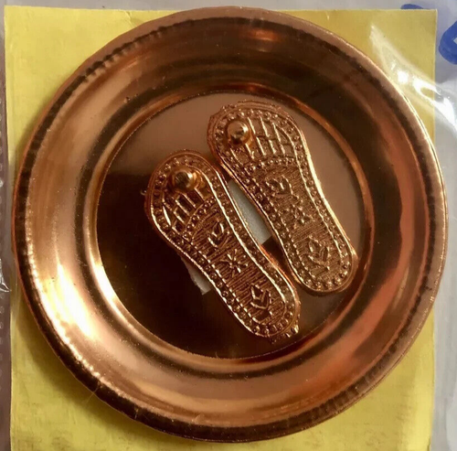 2.5 inch Copper Plated Religious Laxmi Lakshmi Devi Charan Paduka ...