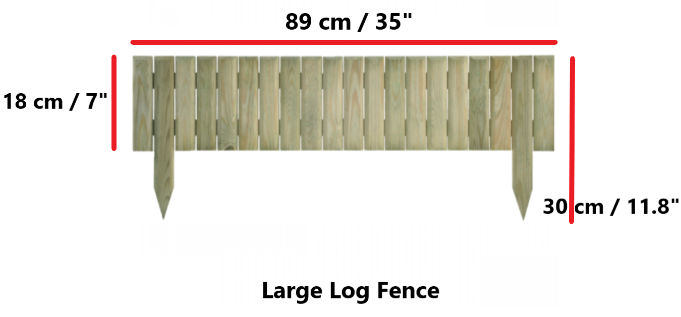 Wooden Log Picket Fence Panels Garden Wood Lawn Border Flower Edging ...