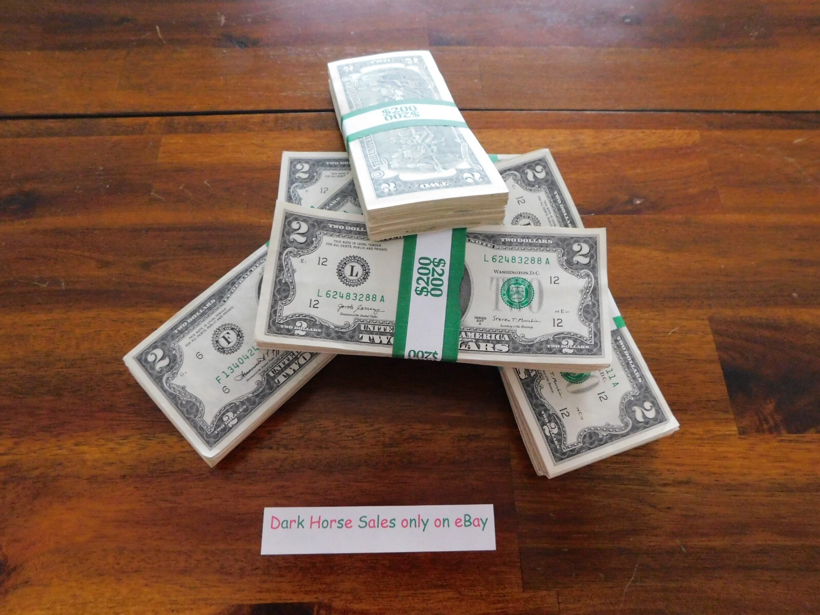 Lot of (500) U.S. $2 Two dollar bills in CIRCULATED currency cash money ...