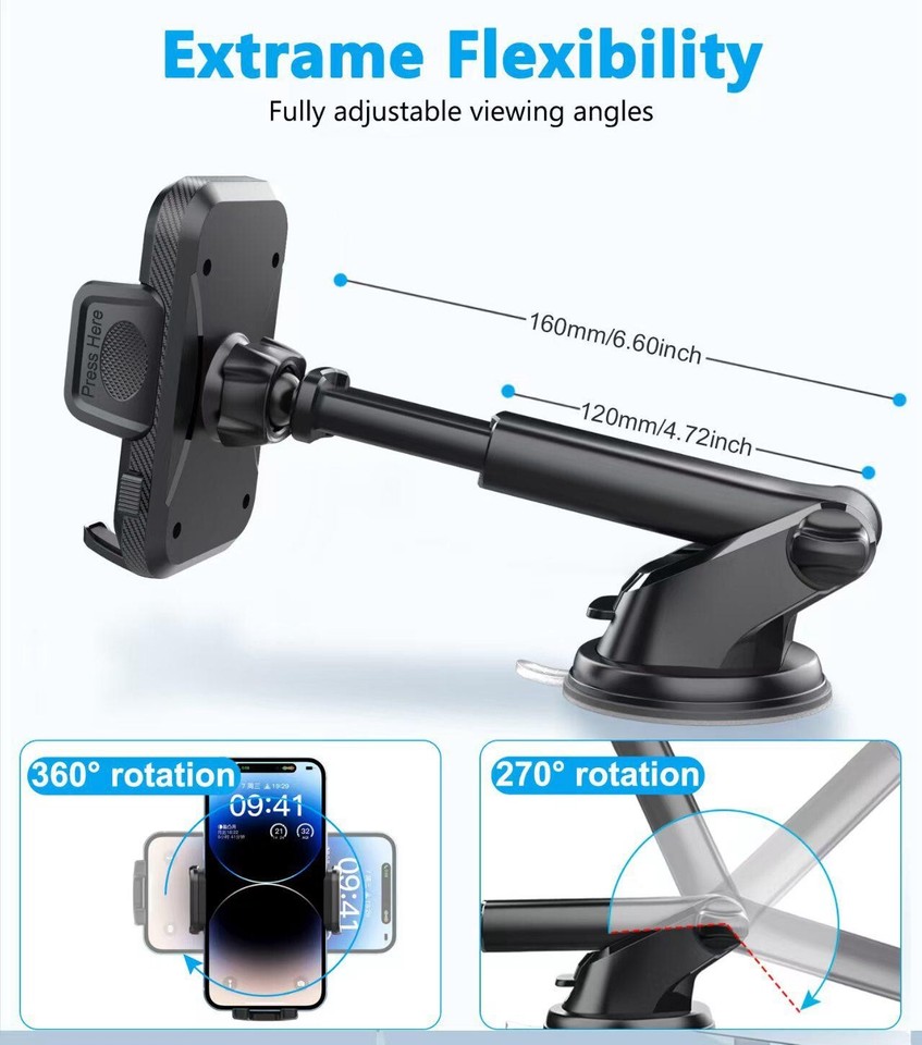 Car Phone Holder Universal Mount Mobile iPhone Windscreen Dashboard or ...