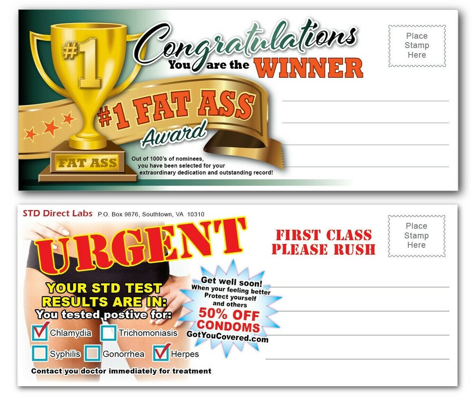 4 Adult PRANK Mail Postcards - FUNNY Joke Revenge Gag Gift Novelty ...