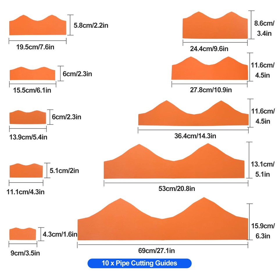 10 PCS Pipe Saddle Template Cutting Guide, Precision Marking Tool for ...