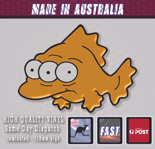 Funny car Sticker Blinky fish bumper window Latex Print Decal Simpsons ...