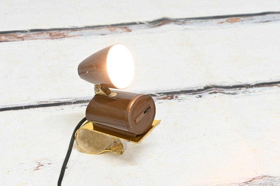 Vintage Tensor Brushed Gold and Brown Headboard Reading Light Lamp ...