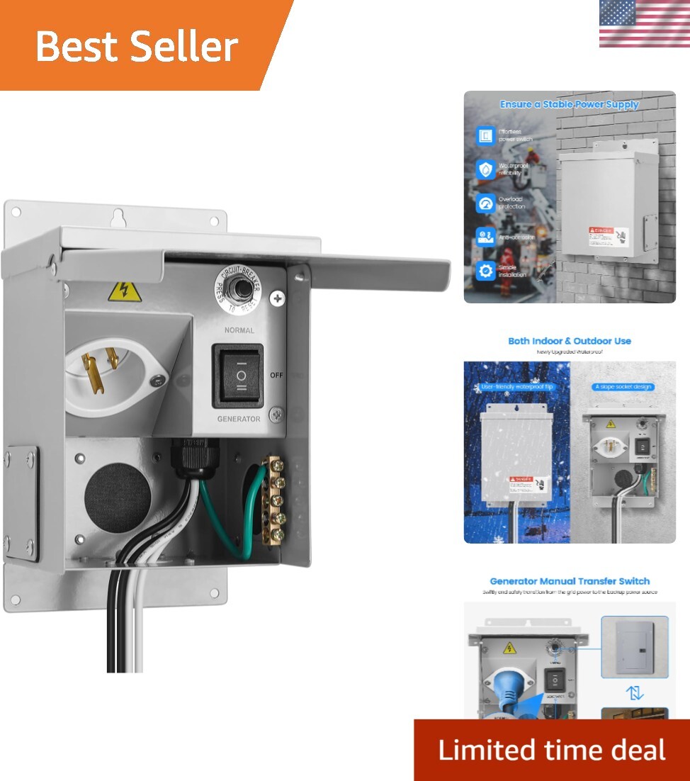 Easy-Install Waterproof 120V Generator Transfer Switch with Overload ...