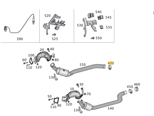 NEW GENUINE MB C63 W204 AMG FRONT CENTER PIPE EXHAUST CLAMP 76mm ...