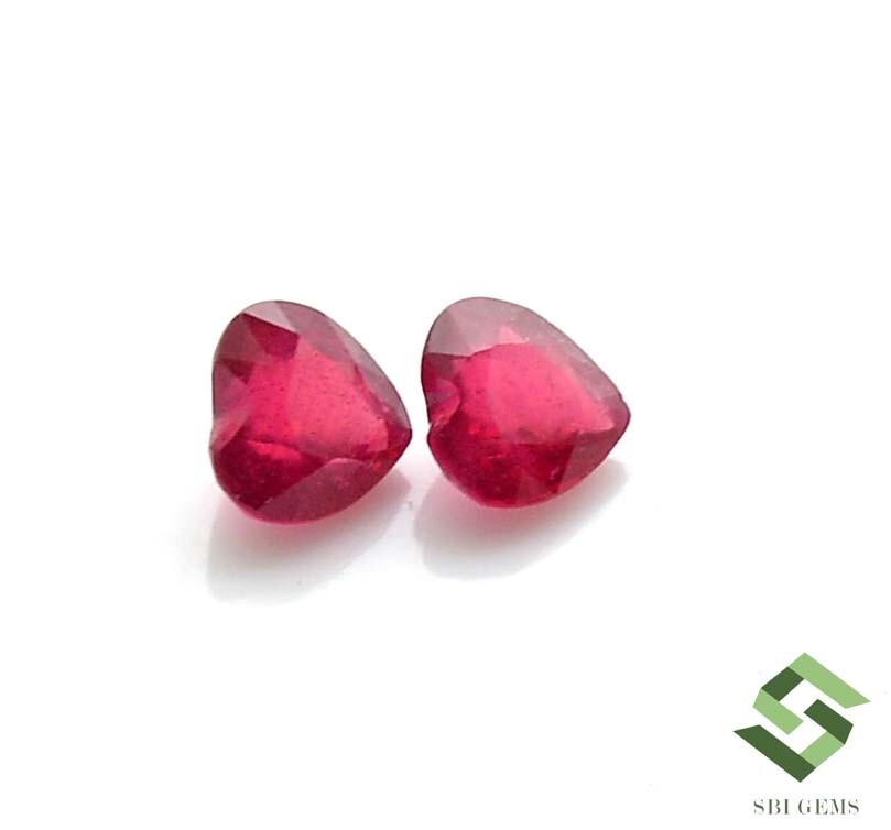 6 mm Natural Ruby Heart Shape Cut Pair 2.26 CTS Calibrated Loose ...