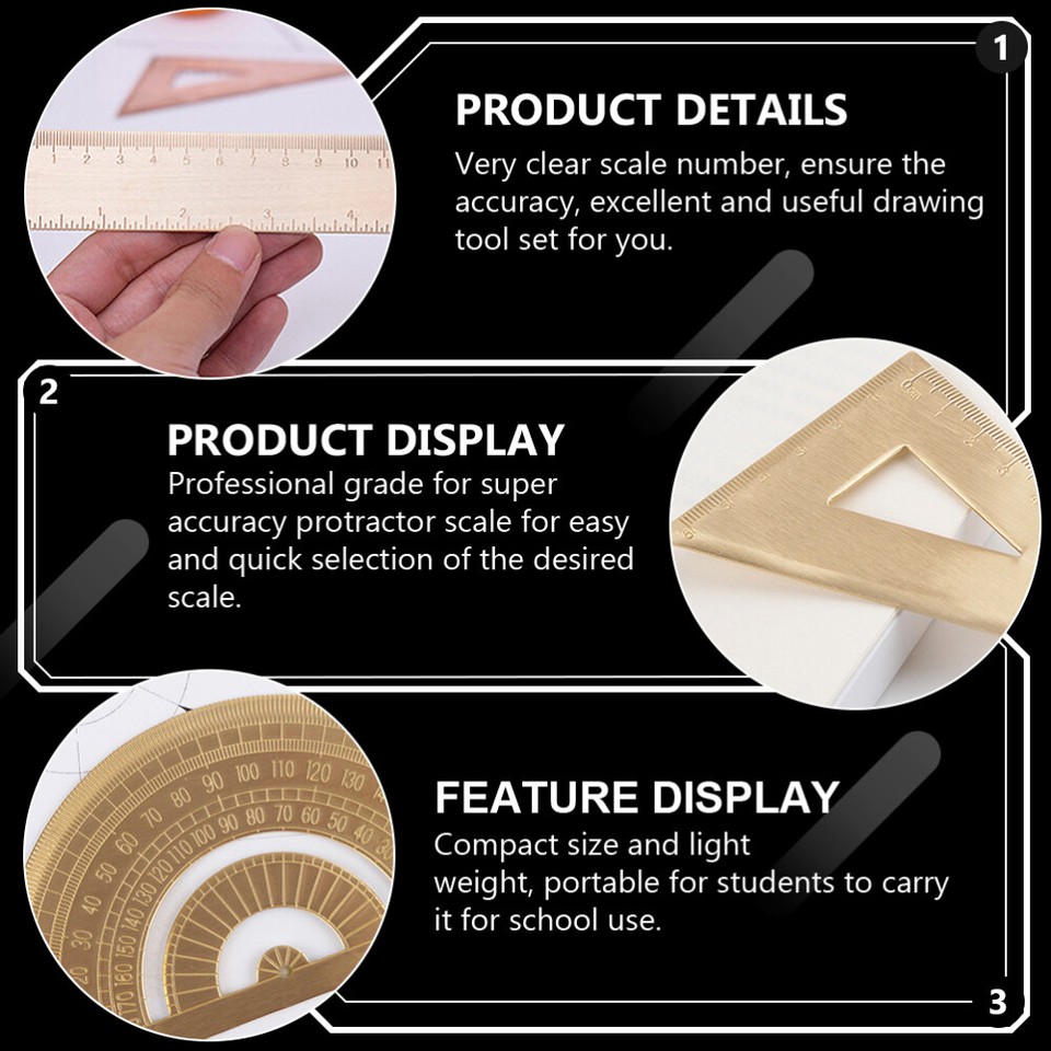 Drawing Ruler Set Measurement Tool Protractor Triangle Office Drafting ...