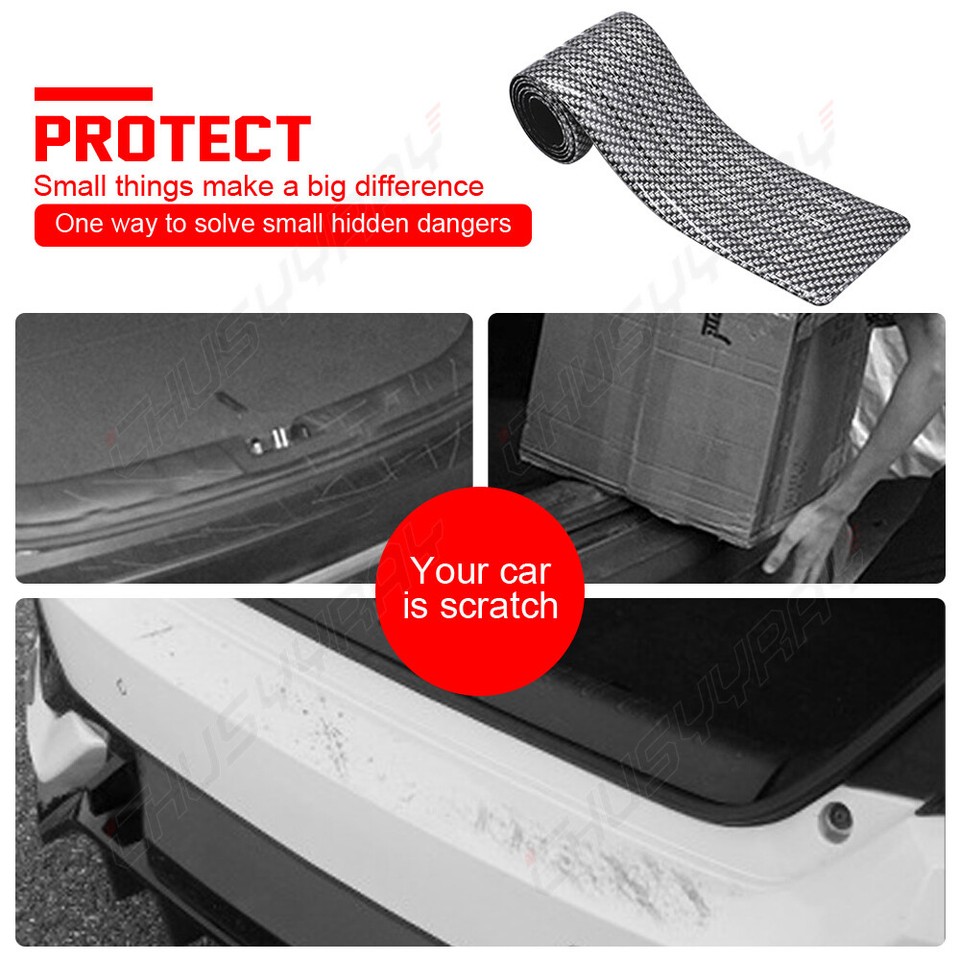 Car Rear Bumper Protector Rubber Trim Strip Trunk Sill Guard Scratch ...