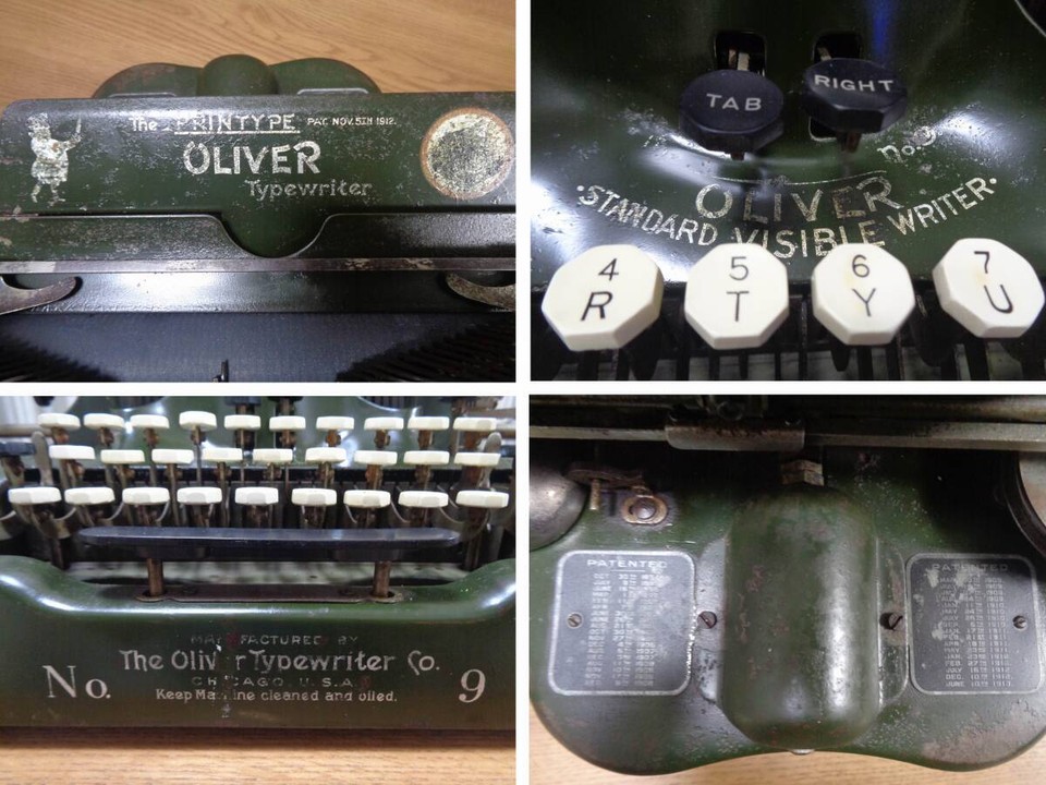 OLIVER No.9 Typewriter Standard Visible Writer Antique Vintage Retro ...