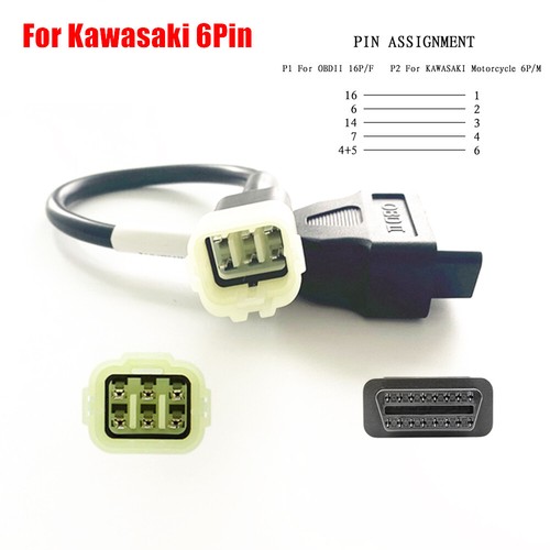 For Kawasaki 6Pin OBD2 Motorcycle OBD Diagnostic Scanner Cable Adapter ...