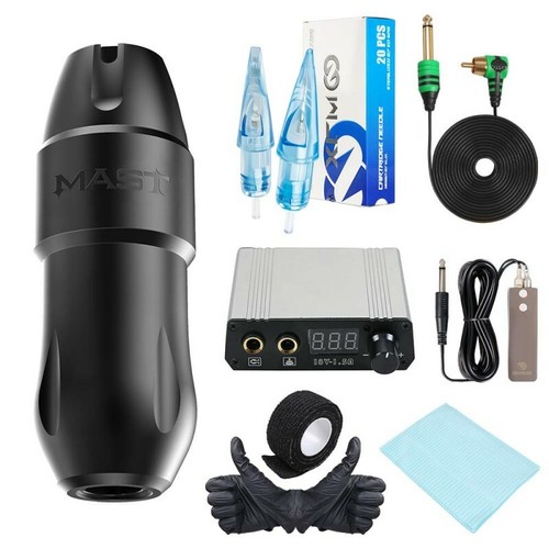 Mast Tour Pro Rotary Tattoo Machine Pen Kit with WJX Cartridges RCA ...
