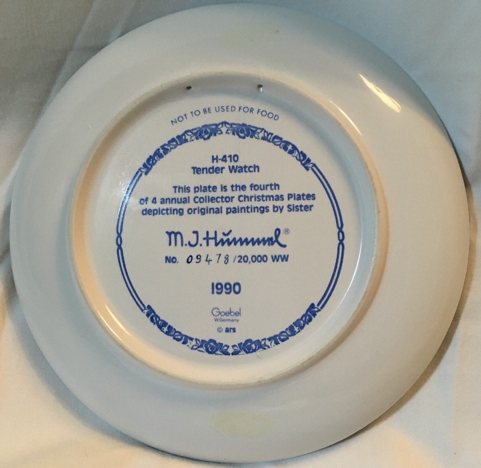 M.J. Hummel “Tender Watch” Collector Plate 1990 Christmas | eBay