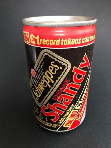 Vintage tin can schweppes lemonade shandy with real beer 1987 st albans ...