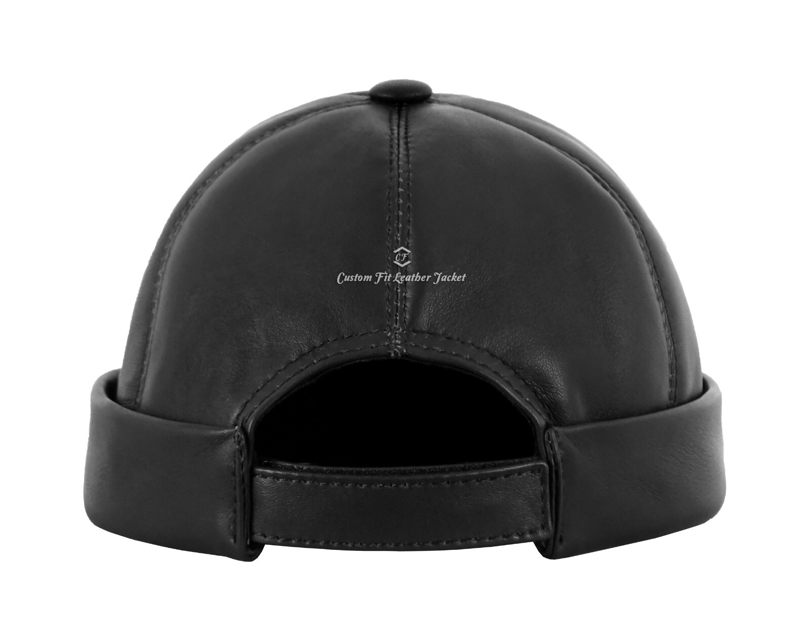 Men's Genuine Leather Skullcap Sailor Cap Hat Beanie Rolled Cuff Brimless Caps | eBay