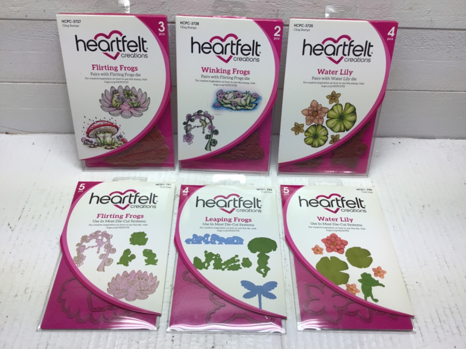 Lot of 7 Heartfelt Creations Winking Frog Collection Stamps & Dies ...
