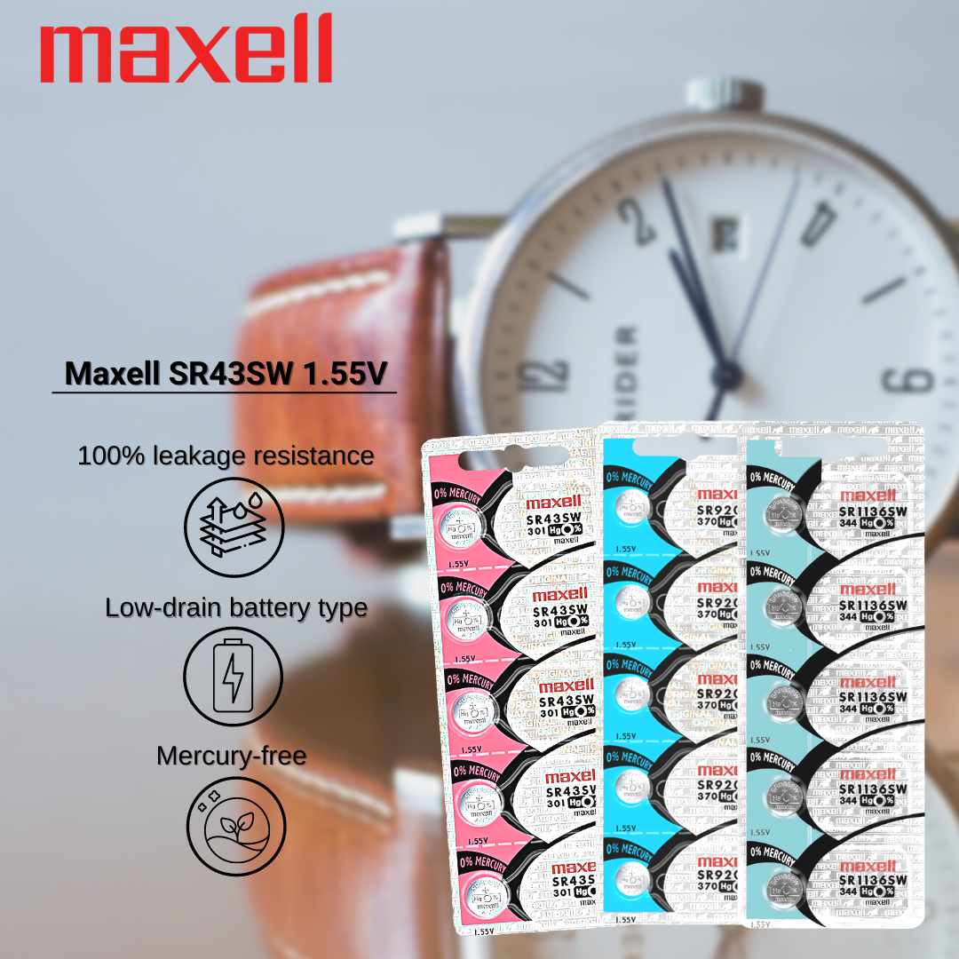Maxell 301 SR43SW Silver Oxide Watch Batteries (2 Batteries) | eBay