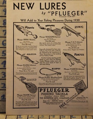 1930 PFLUEGER LURE AKRON OHIO SPINNER REEL FISH SPORT OUTDOOR VINTAGE ...