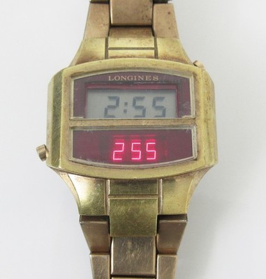 Men's gold plated 1970's LONGINES GEMINI II quartz dual LED-LCD digital ...