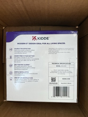 Kidde 30CUD10 Smoke & Carbon Monoxide Detector, 10-Year Battery Powered ...
