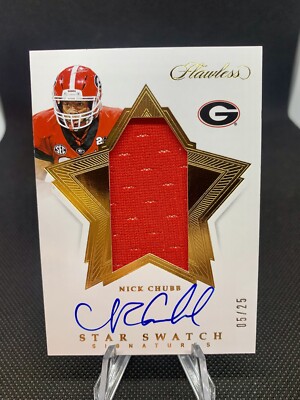 2020 Flawless Collegiate-Nick Chubb-Star Swatch Signature 5/25 | eBay