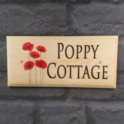 Personalised Poppy Sign, Poppies House Name Number Plaque Garden Shed ...