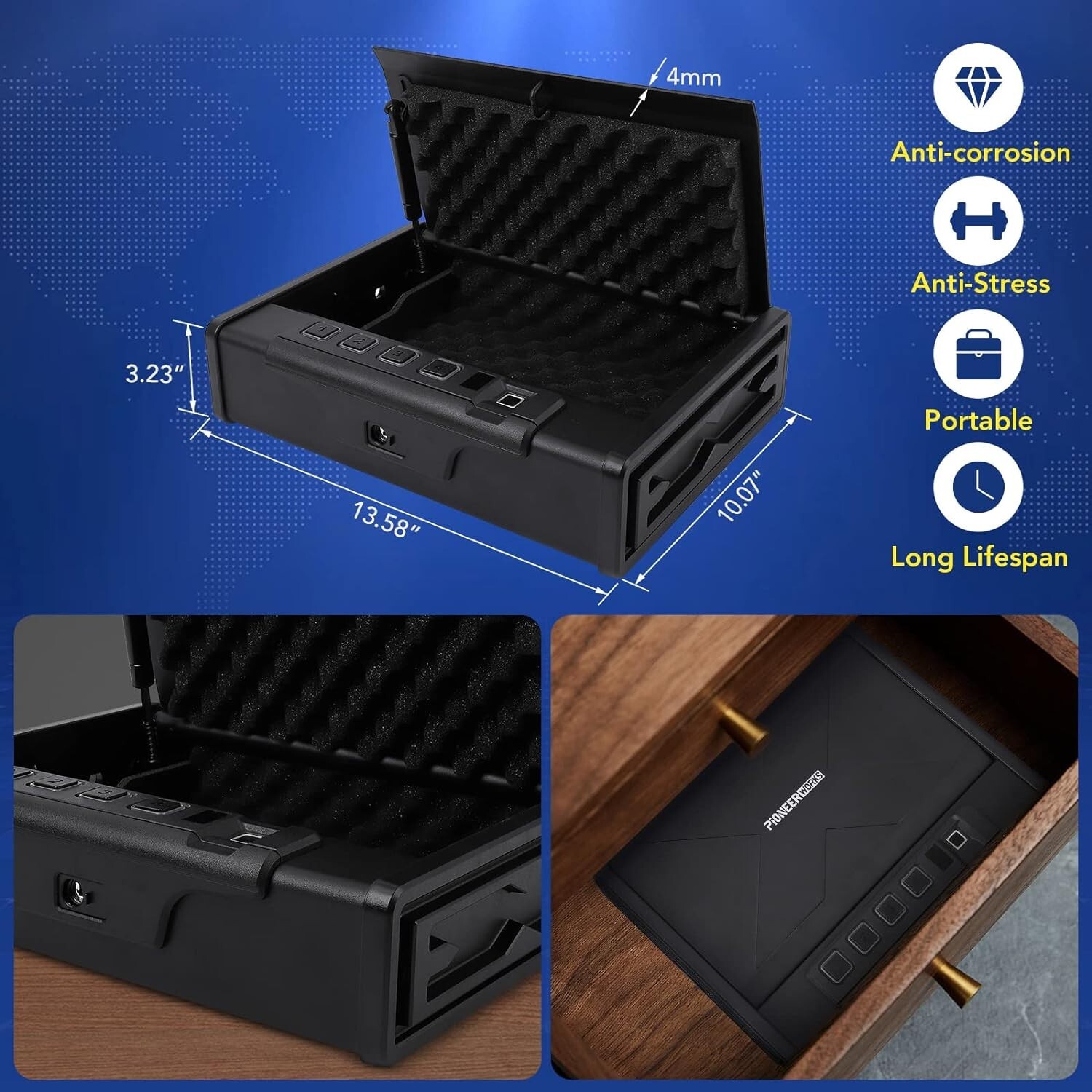 Biometric Gun Safes Quick Access Gun Lock Box with Fingerprint ...