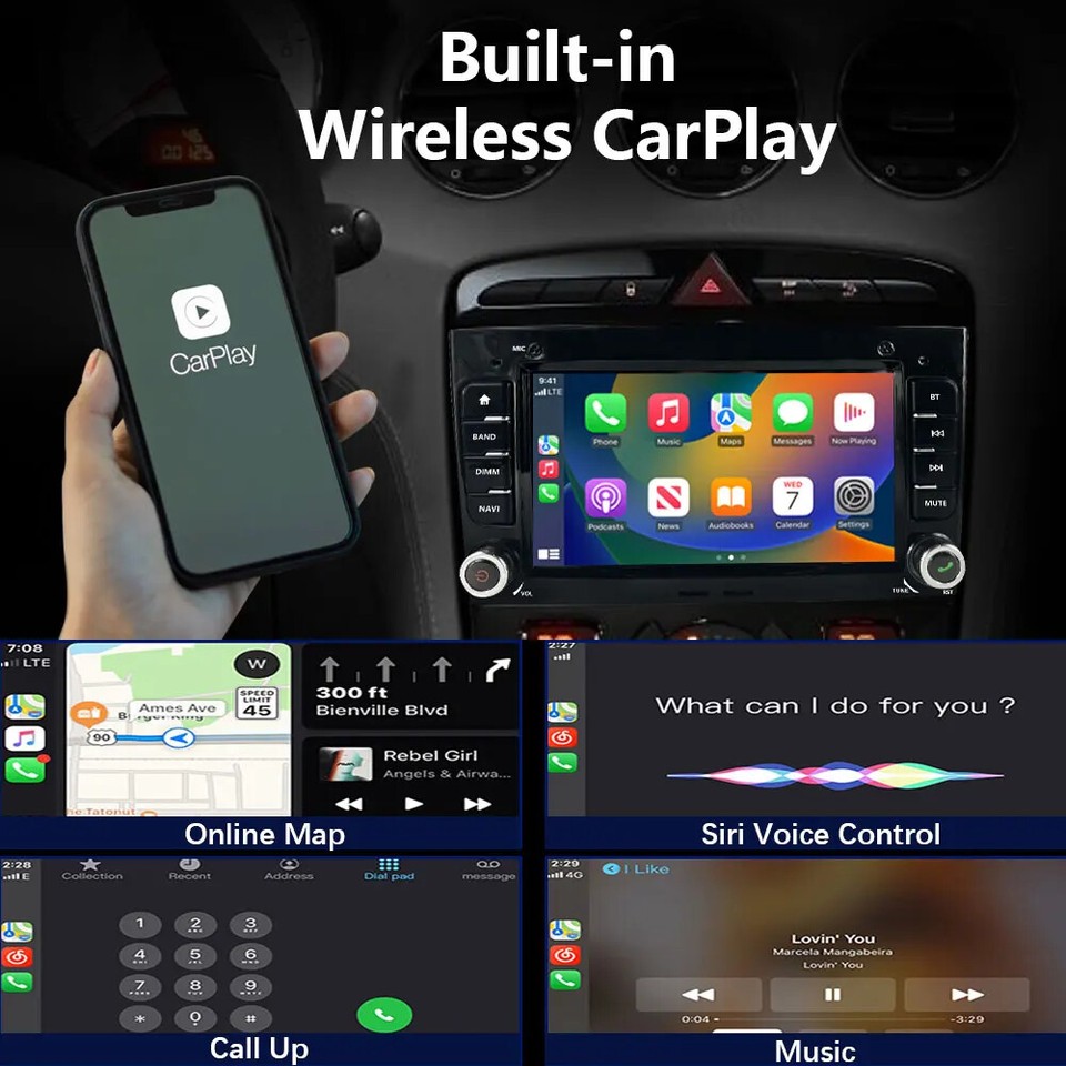 Android Car Radio Carplay for Peugeot 308 SW 408 T7 2007-2019 Black GPS ...