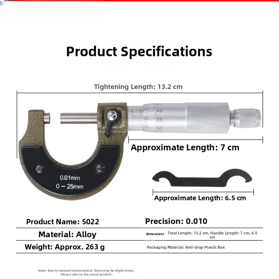 Carbide Digital Caliper 0-25mm 0.01mm Accuracy Compact Plastic Housing ...