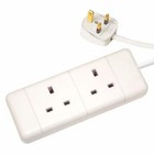 2-Gang Extension Trailing Lead White Multi Plug Power Cable 2Meter UK ...
