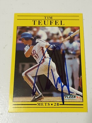 Tim Teufel New York Mets 1991 Fleer Autograph Card #162 READ ...