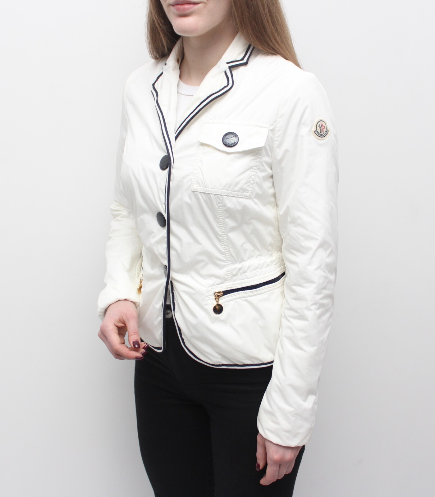 Women's MONCLER Maryse Lightweight Jacket Blazer RARE Size 1 ~S White ...