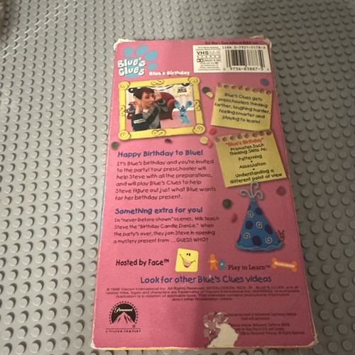 Blue's Clues : Blue's Birthday VHS Tape 1998 Blues Nick Jr Nickelodeon ...