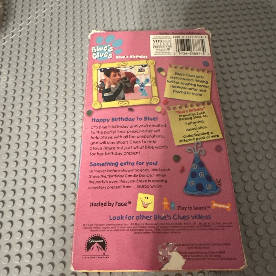 Blue's Clues : Blue's Birthday VHS Tape 1998 Blues Nick Jr Nickelodeon ...