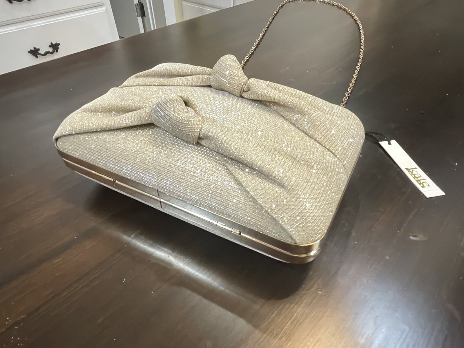 Kate Landry NWT EVENING Purse / Clam-shell Clutch - GOLD Excellent | eBay