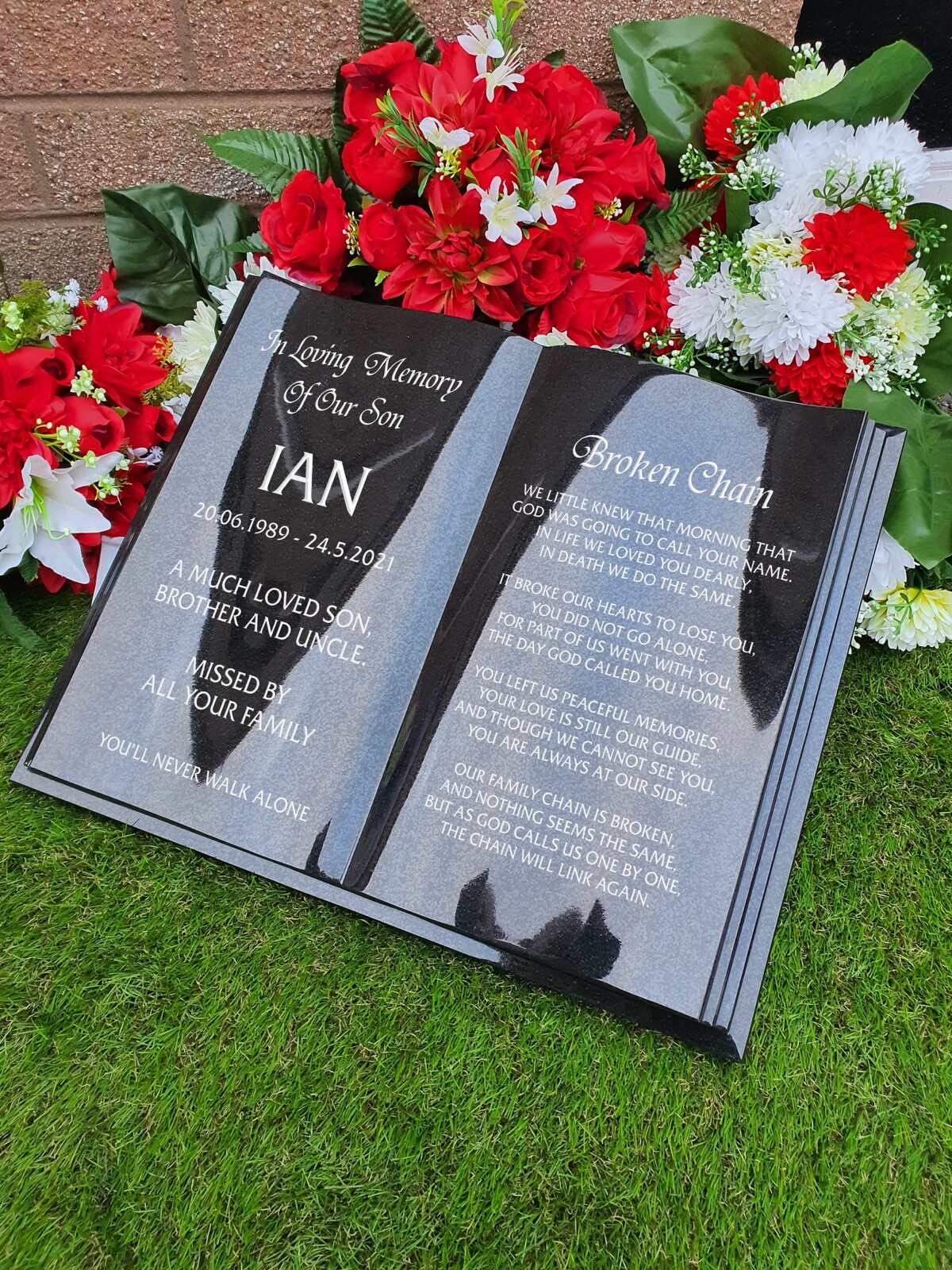 Personalised Large Granite Open Book Bible Memorial Grave Plaque ...