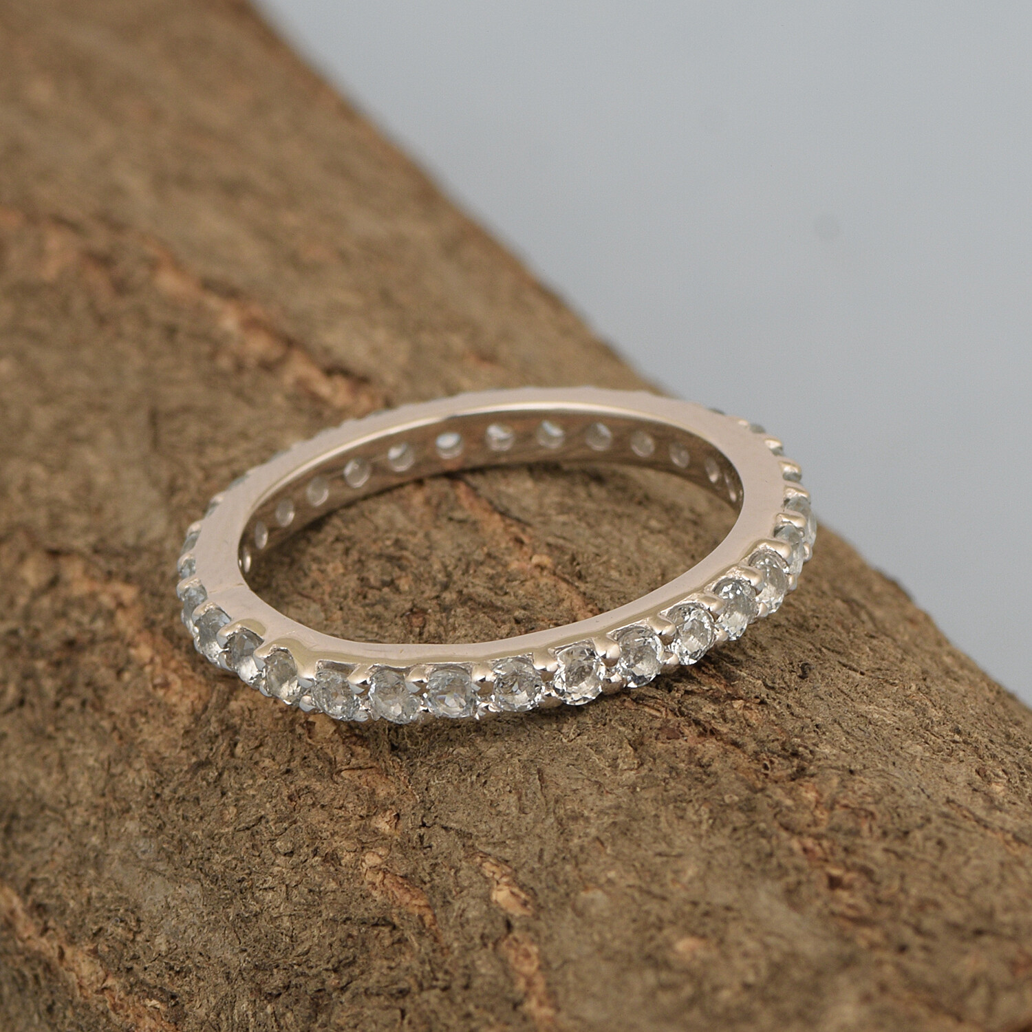 2 MM Round Swiss Blue Topaz Full Eternity Wedding Women Ring 925 Sterling Silver | eBay