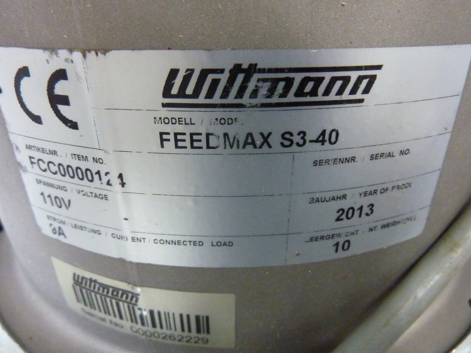 Wittman Feedmax S3-40 V&H Vacuum Loader 110V 9A With control panel ...