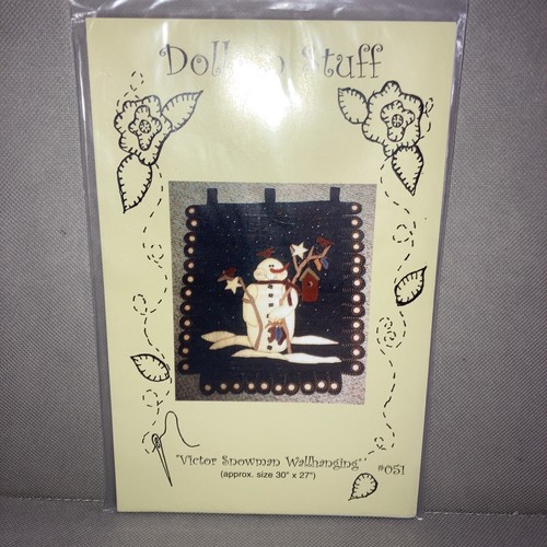 VICTOR SNOWMAN WALLHANGING APPLIQUE WOOLFELT QUILT PATTERN-DOLLS 'N ...